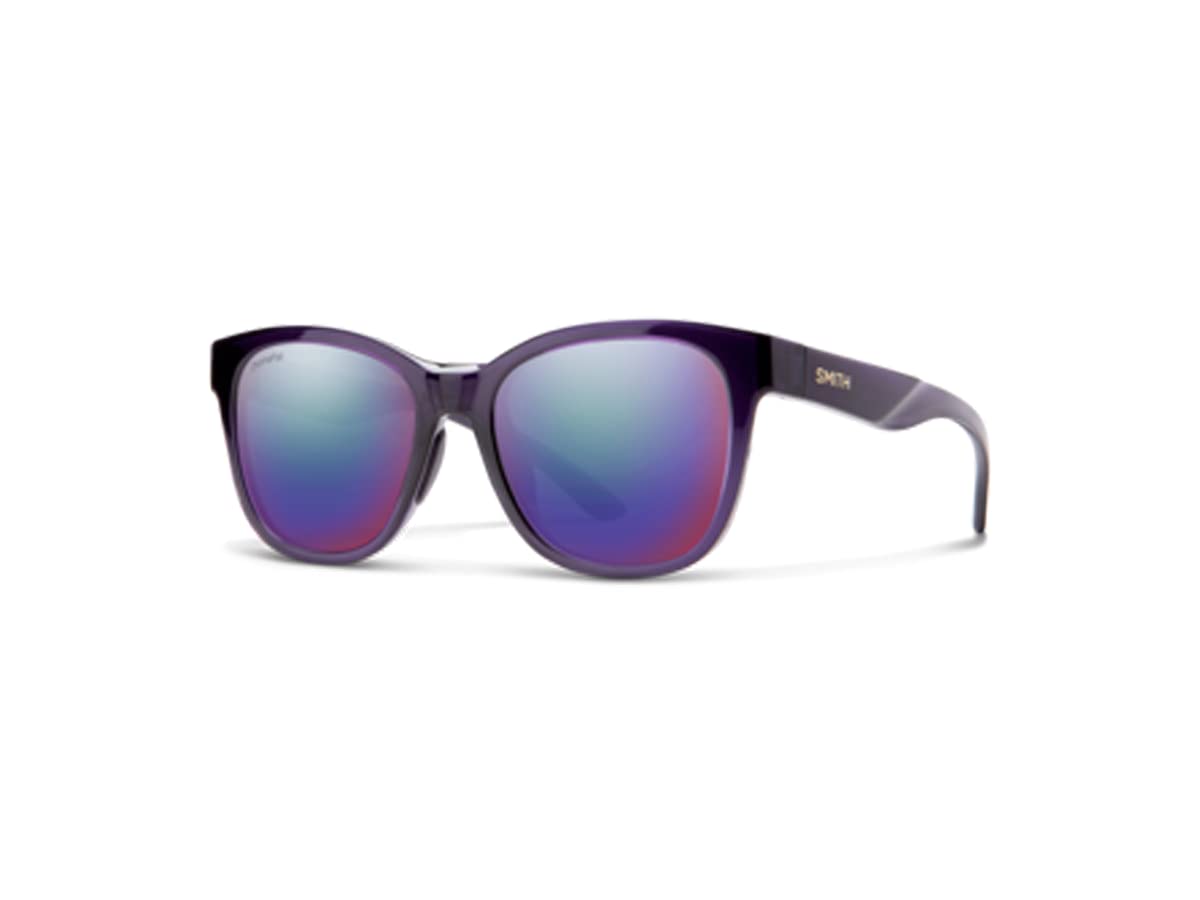 SMITH Caper 141/DF 53MM Crystal Midnight/ChromaPop Polarized ChromaPop Polarized VIolet Mirror Rectangular Sunglasses for Men for Women + BUNDLE with Designer iWear Eyewear Kit
