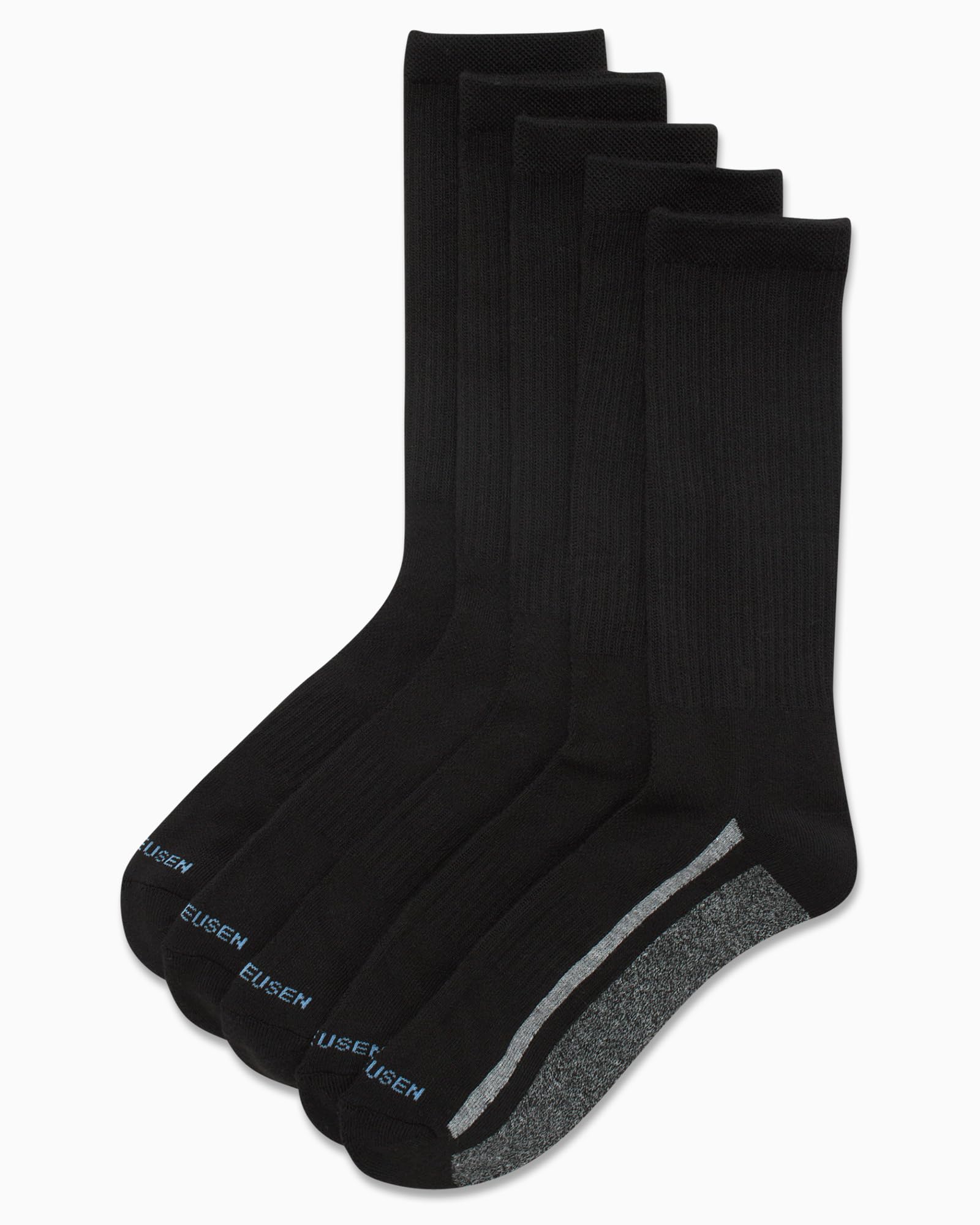 Van Heusen Men's Athletic Socks Cushioned Crew Socks (5 Pack), Size 6-12.5, Black Logo
