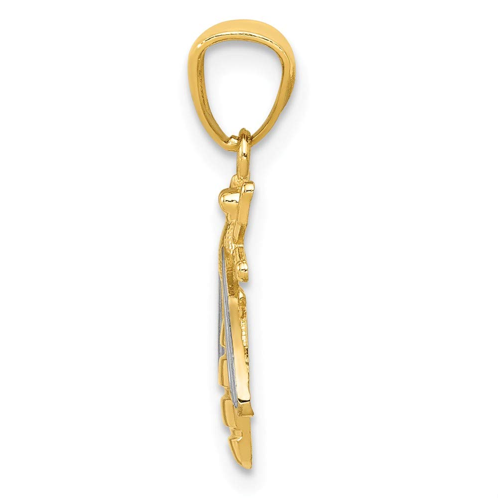 Solid 14k Yellow Gold Two Toned Bee Pendant Charm - 20mm x 15mm
