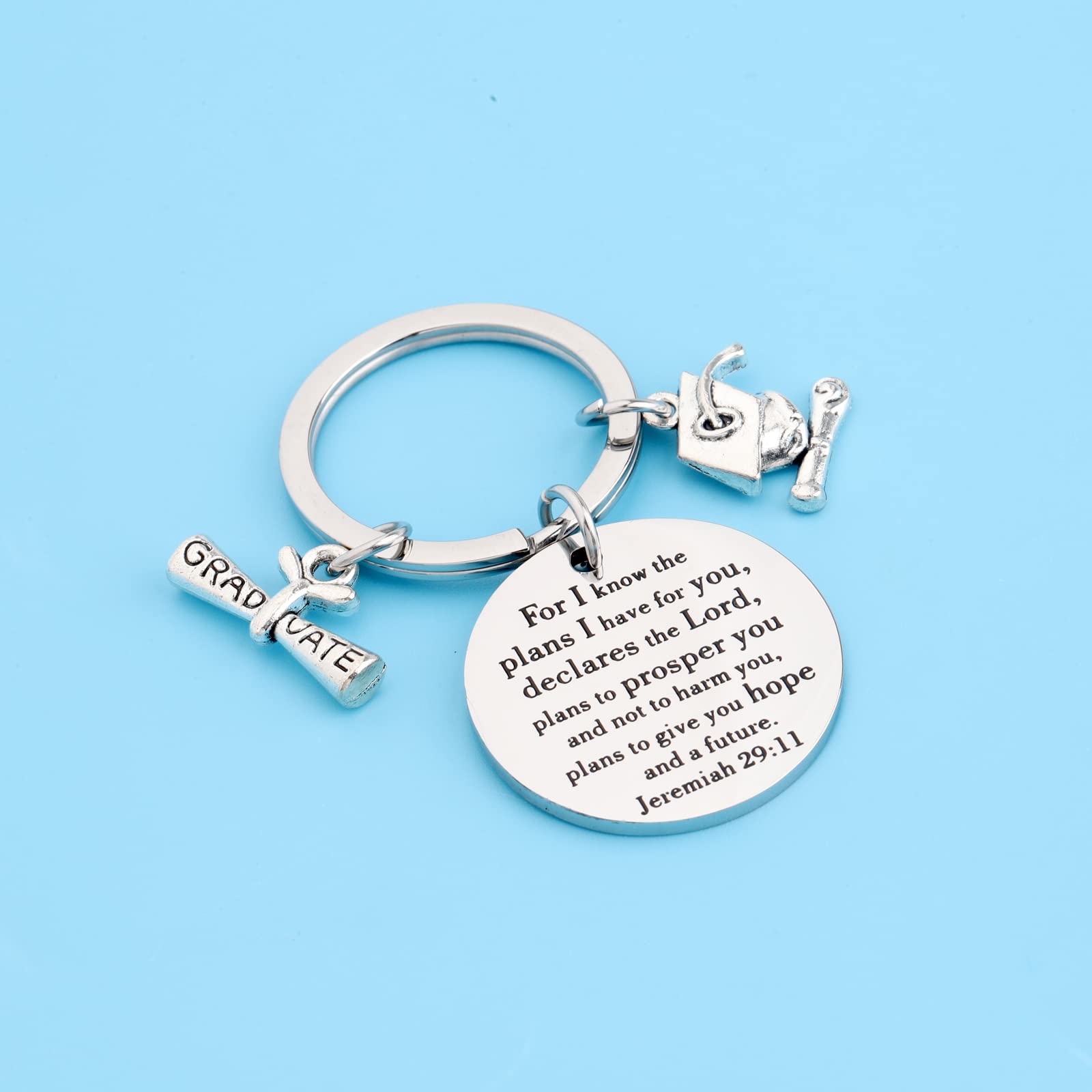 WSNANG Graduation Gift Jeremiah 29:11 Keychain Bible Verse Inspiratioan Gift for Student Graduation Religious Gifts (29:11 grad ky-box)