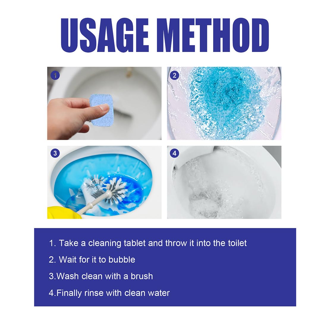 OEIEFE Automatic Powerful Foam Cleaner, Homebbc Foam Cleaner for Toilet, Foam Cleaner Active Dissolution Toilet, Toilet Cleaning Tablets for Automatic Stain Removal (2Box)