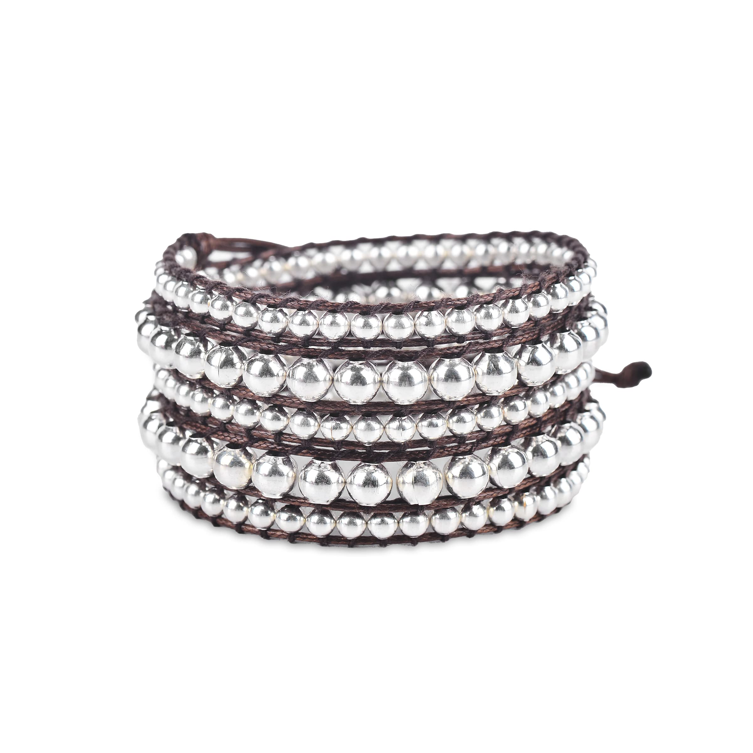 spirit wrist Silver Zinc + Brown Dakota Boho Wrap Bracelet