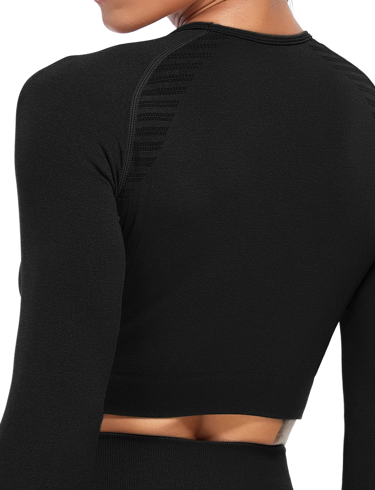 Women's Yoga Gym Crop Top Compression Workout Athletic Long Sleeve Shirt M