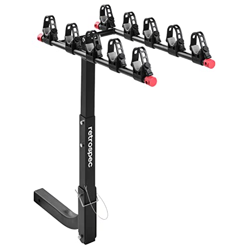 Retrospec Lenox 2-5 - Bike Hitch Rack for Cars, Trucks, SUVs with 2β Hitch | Foldable Steel Frame with Anti-Rattle Adapter, Tie Down Cradles and Straps - Fits Most Frames,Black