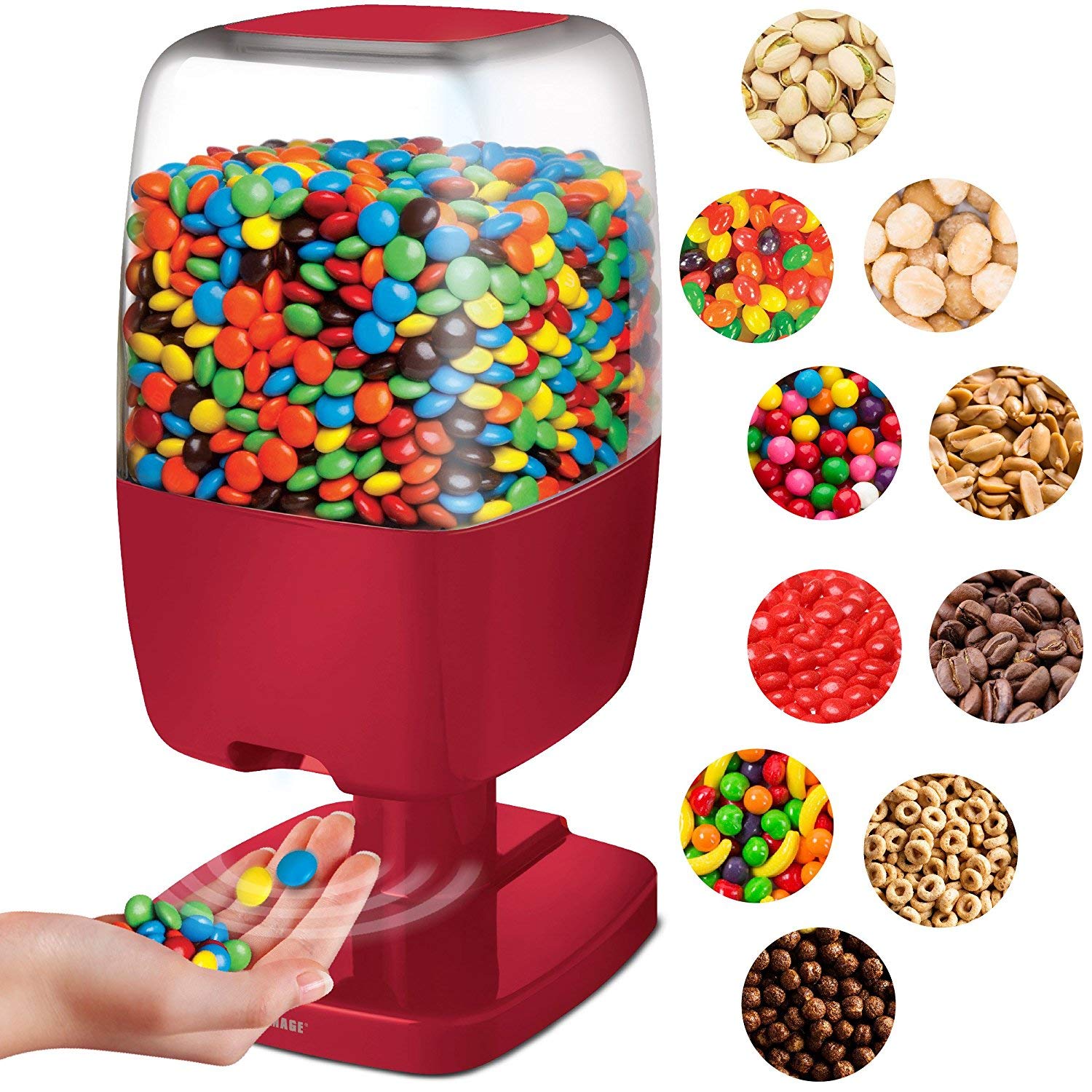 Sharper Image 13" Automatic Candy Dispenser, Touch-Activated Desktop Vending Machine, Compact Size for Shelf Work Desk Home Countertop, Fits Small Snacks Gumballs Jellybeans Nuts Trail Mix Cereal