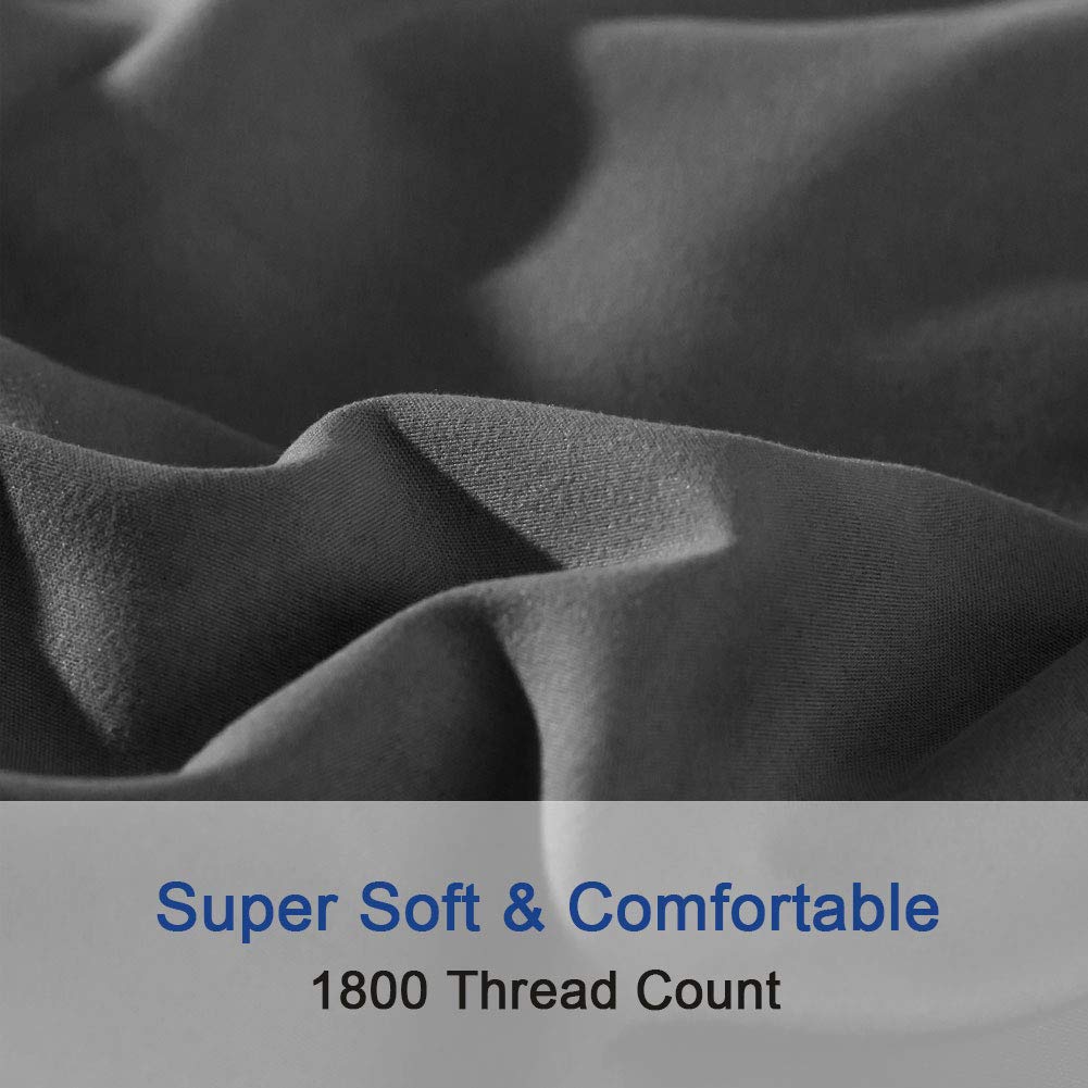 SONORO KATE Bed Sheet Set Super Soft Microfiber 1700 Thread Count Luxury Egyptian Sheets 16-Inch Deep Pocket,Wrinkle-4 Piece(Navy Blue, California King)