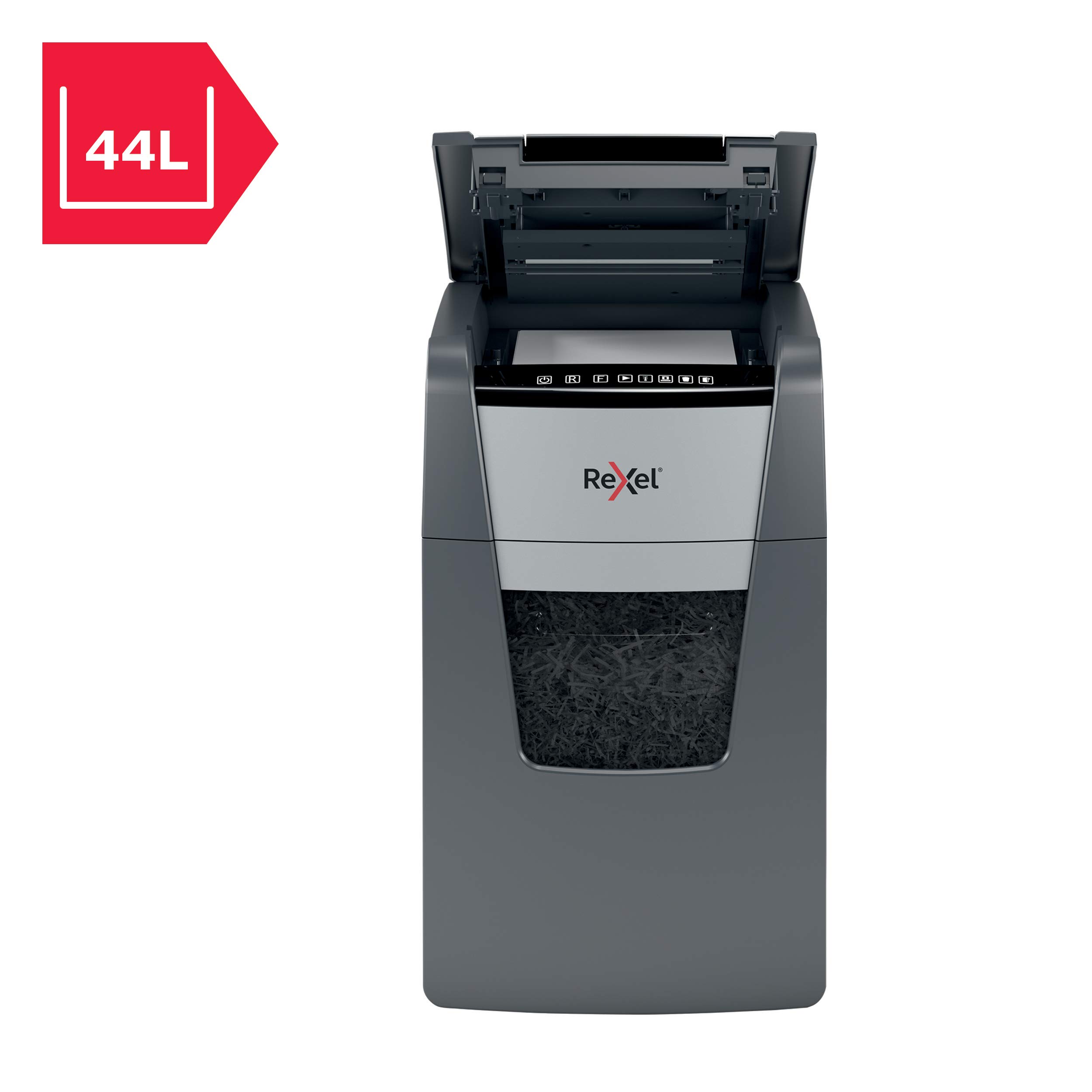 Rexel Optimum Auto Feed+ 150 Sheet Automatic Micro Cut Paper Shredder, P-5 Security, Small Office Use, 44 litre Removable Bin, 2020150M