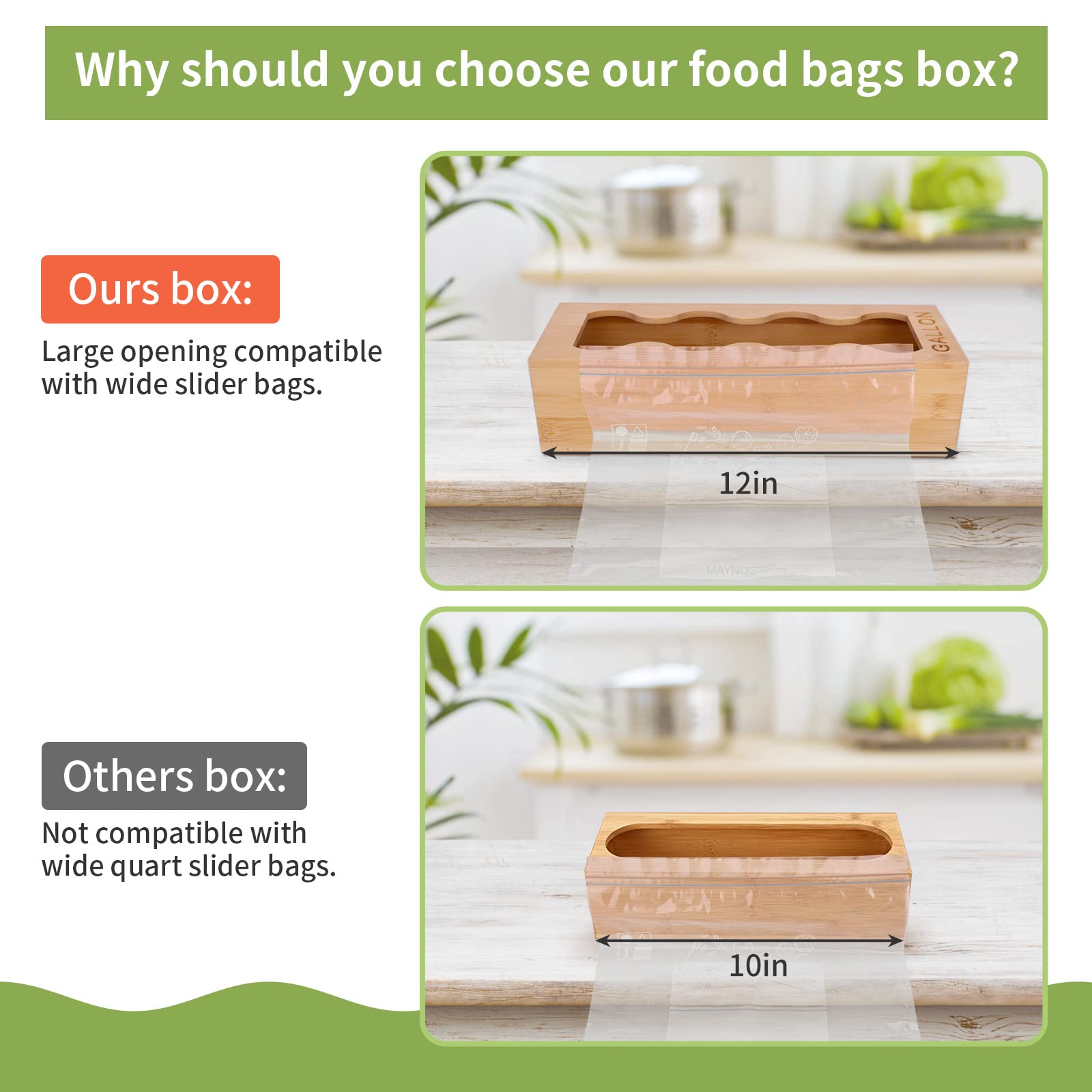 Ziplock Bag Storage Organizer and Dispenser, CAVENLLI 4 Pack Food Storage Bag Holders Compatible with Ziploc, Solimo, Glad, Hefty for Gallon, Quart, Snack, Sandwich, Candy, Variety Size Bags