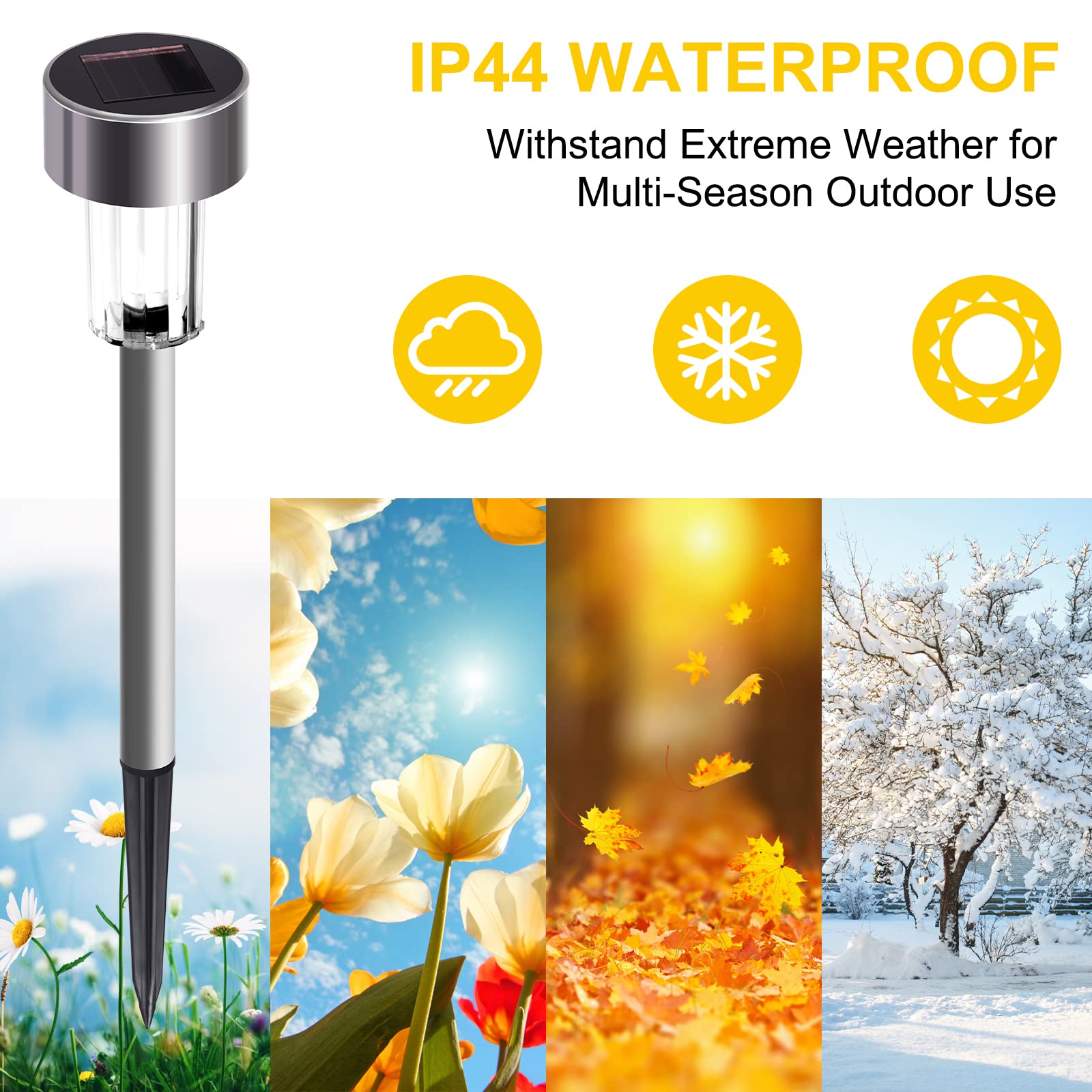 SUNNEST Solar Lights Outdoor, 12Pack Waterproof Solar Garden Lights, Stainless Steel LED Landscape Pathway Light Solar Powered, LED Landscape Lighting for Yard, Walkway Yard & Lawn - Multicolor