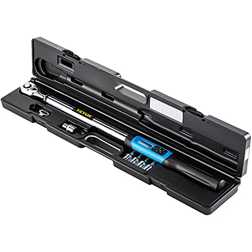 VEVOR Digital Torque Wrench, 1/2" Drive Electronic Torque Wrench, Torque Wrench Kit 12.5-250.7 ft-lb Torque Range Accurate to ±2%, Adjustable Torque Wrench w/LED Display and Buzzer, Socket Set & Case
