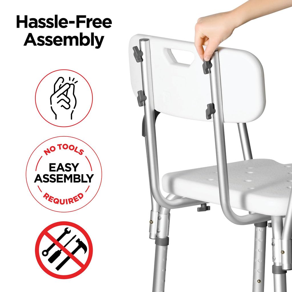Shower Chair with Handels Set of 3 Includes Back Scrubber & Additional Sponge Tool Free Shower Chair for Elderly Bath Chair for Elderly