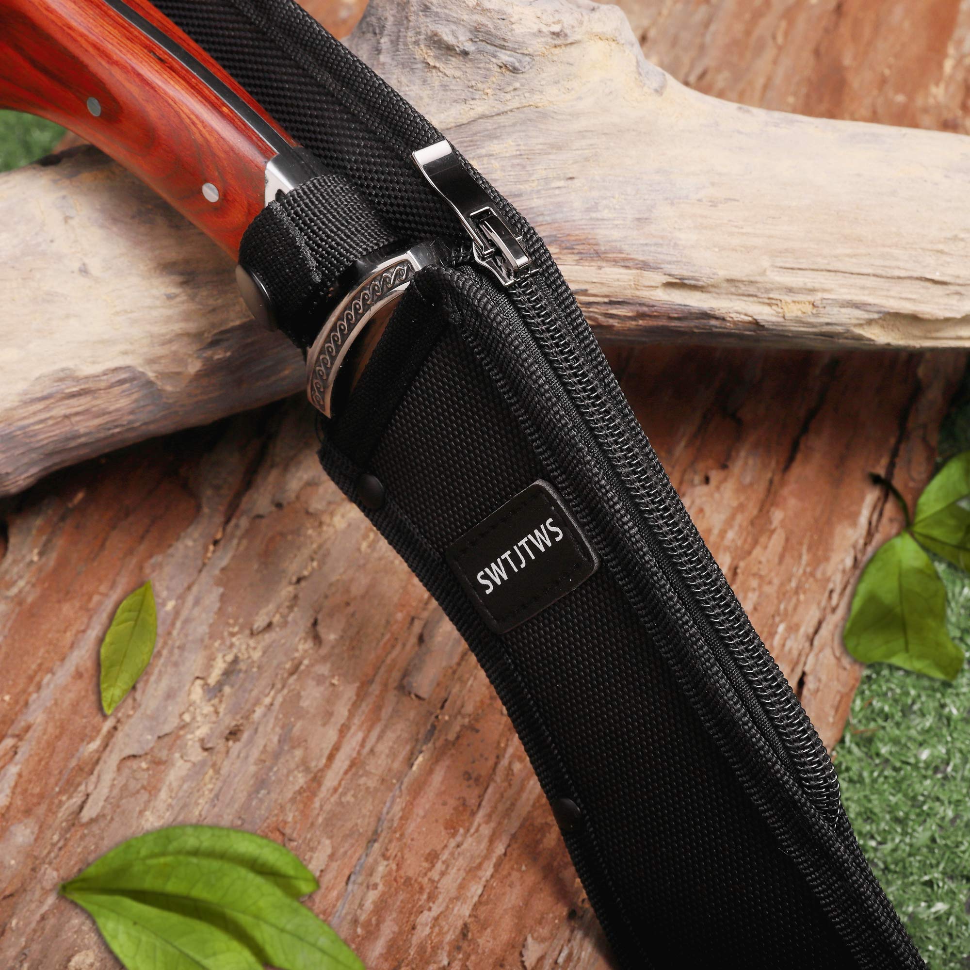 SWTJTWS Fixed Blade Jungle Knife Noble Mahogany Handle for Outdoor Camping and Gardening