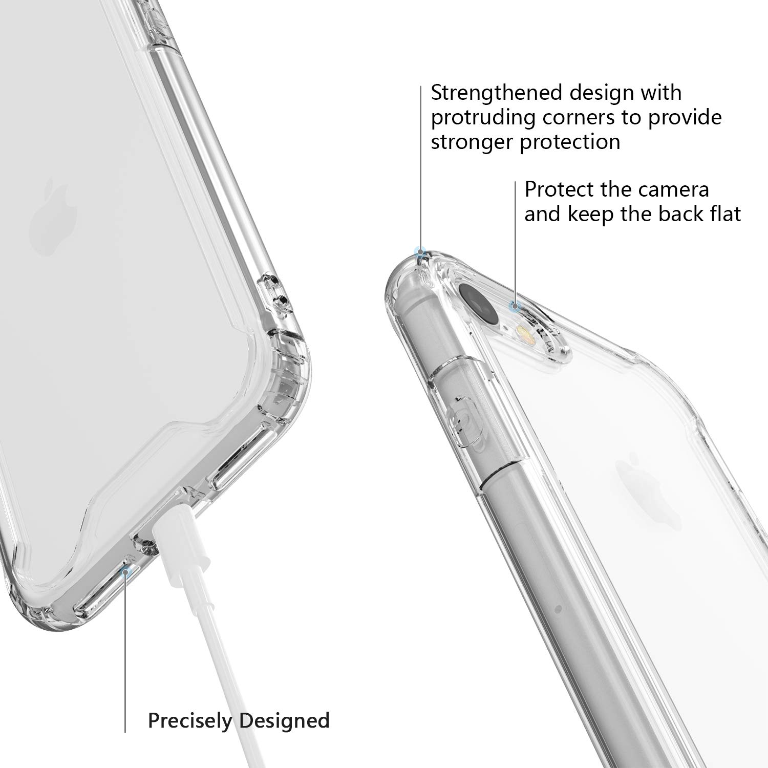 Singdo iPhone SE 2020 Case,iPhone 7/8 Case,with [2 xTempered Glass Screen Protector] Premium Clear Soft TPU + Hard PC Ultra-Clear Anti-Scratch Anti-Yellow Case for iPhone SE 2020/7/8 4.7 inch Clear