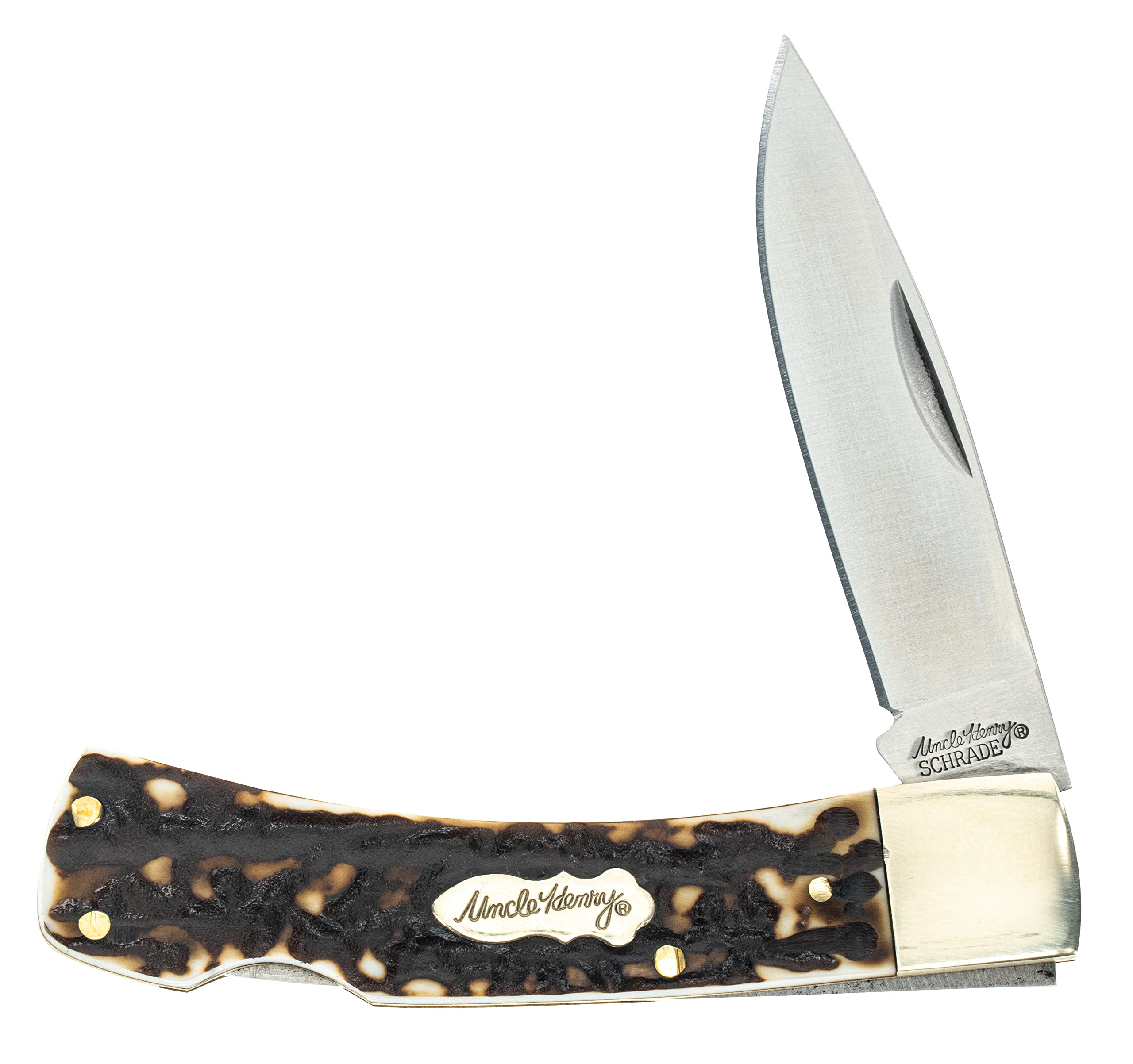 Uncle Henry Next Gen Staglon 5UH Bruin 6.5in Folding Knife with 2.8in Stainless Steel Drop-Point Blade and Staglon Handle for Hunting, Camping and EDC