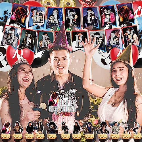 Singer Party Decorations Music Birthday Party Supplies with Happy Birthday Banner, Cake Topper , Balloons for Rock Singer Theme Birthday Party Decorations