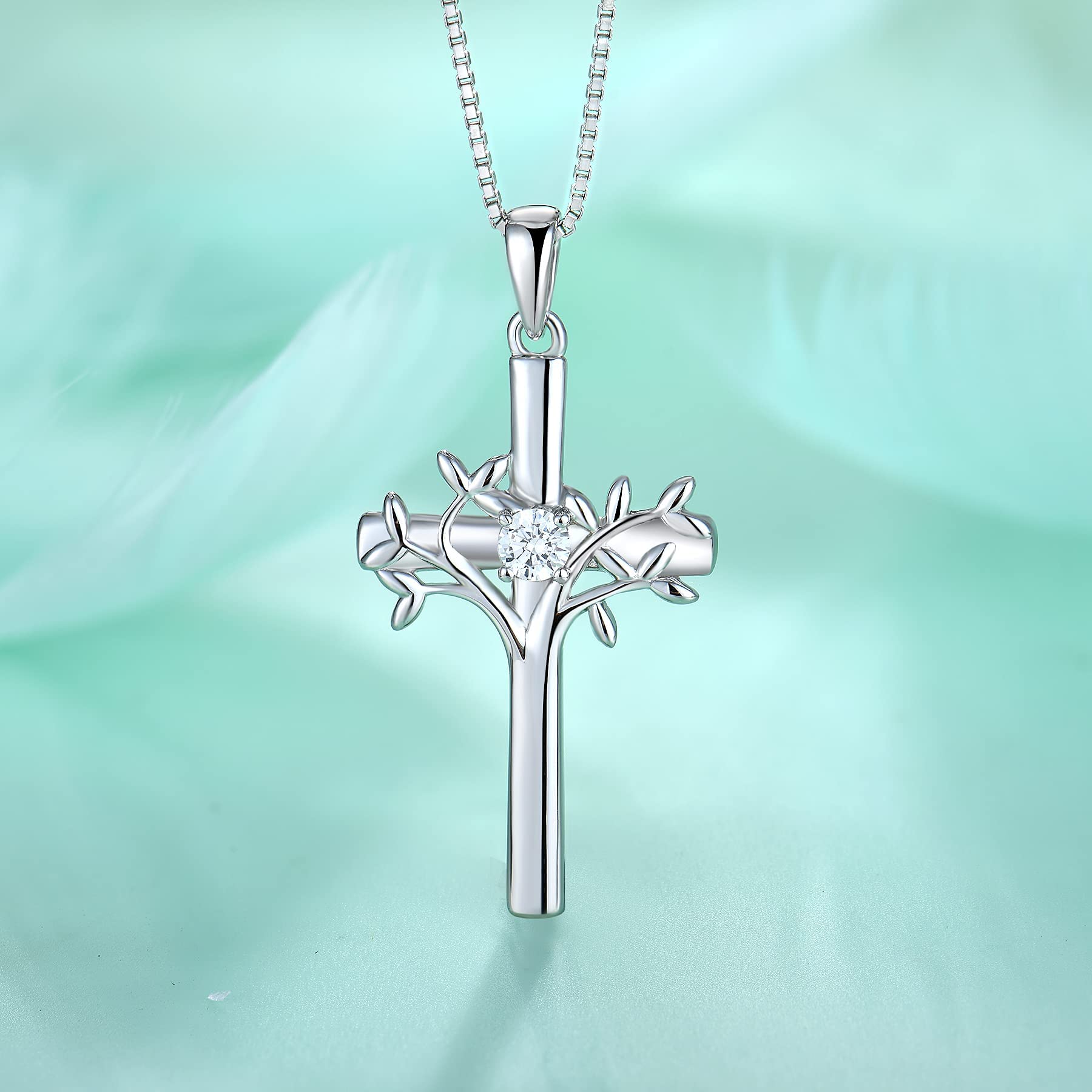 STARCHENIE Cross Necklace 925 Sterling Silver Tree of Life Pendant Crucifix Jewelry for Women