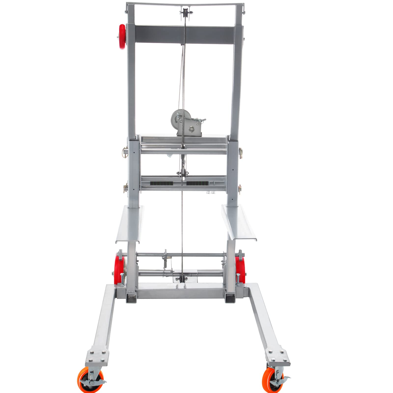 VEVOR Manual Winch Stacker, 41.7"L x 25.8"W Hand Winch Lift Trucks w/ 8.7" β 106.3" Height Range, with 441 lbs Capacity and Adjustable Straddle, Material Lifts for Warehouse and Factory