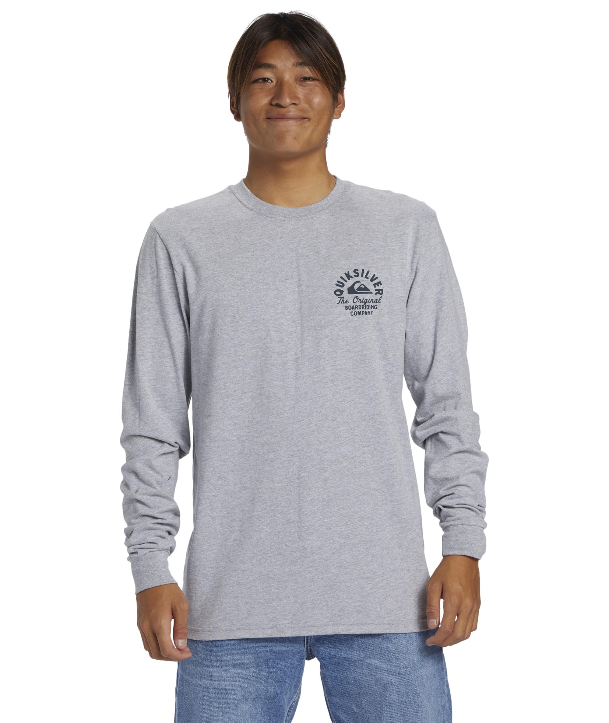 Quiksilver Men's Circled Script Long Sleeve Tee Shirt, Athletic Heather 233