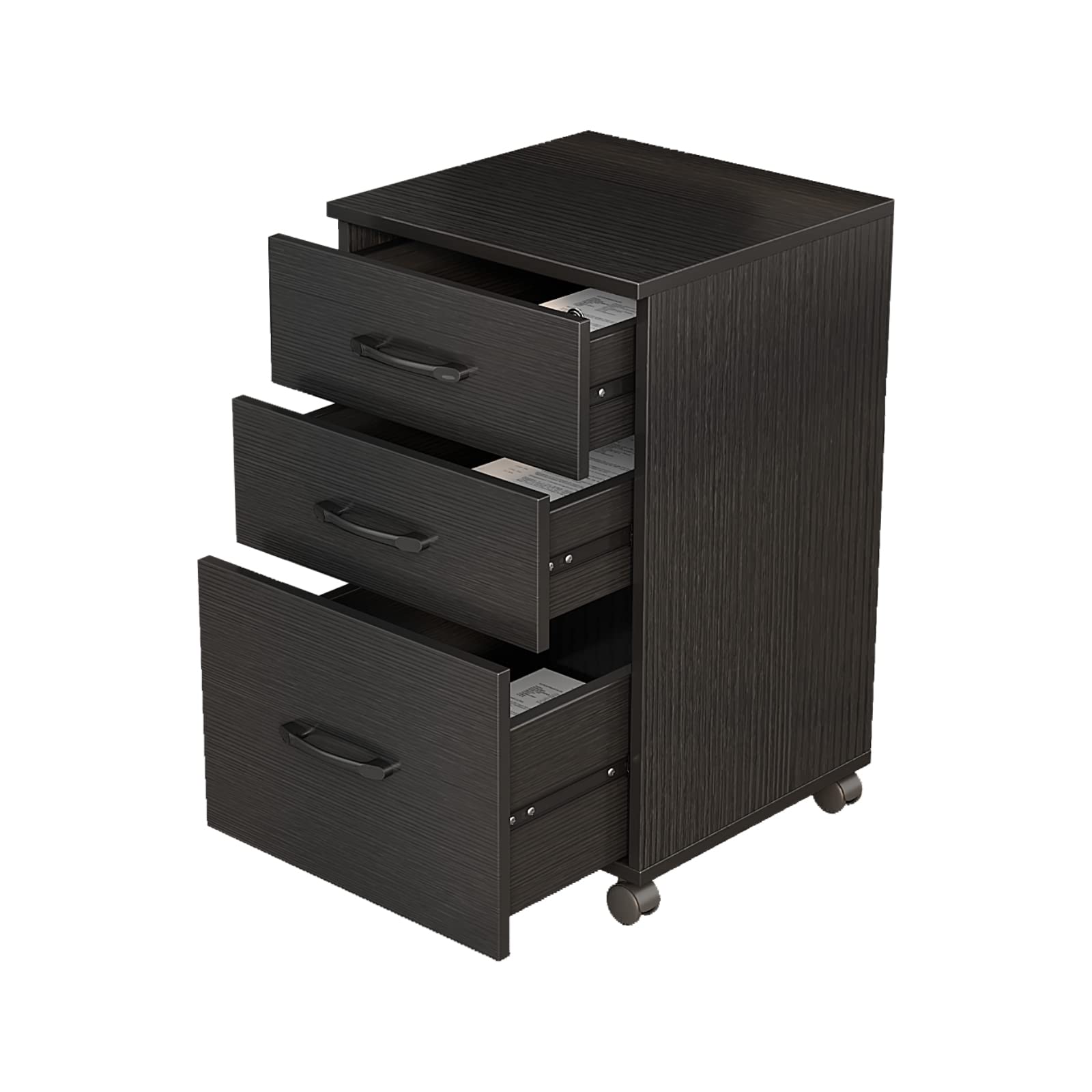 NEWSENDY Rolling File Cabinet: Slim White File Cabinet with Lock, 3-Drawer Under Desk Office Filing Cabinet for Letter/Legal Size Documents, Ideal for Home Office (Black)