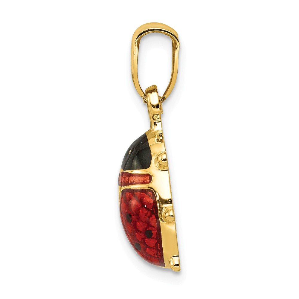Sonia Jewels 14k Yellow Gold Enameled Ladybug Charm Pendant - 22mm x 11mm