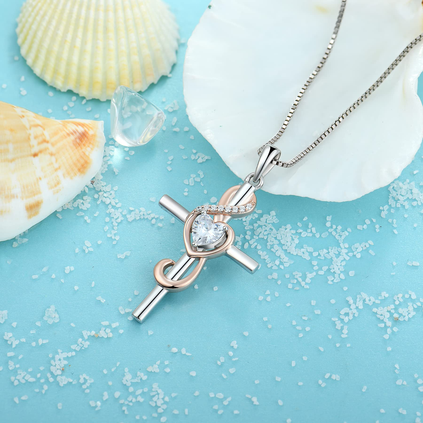 STARCHENIE Women's Note Cross Necklace Sterling Silver Treble Clef Crucifix Pendant Music Note Jewelry for Music Lover