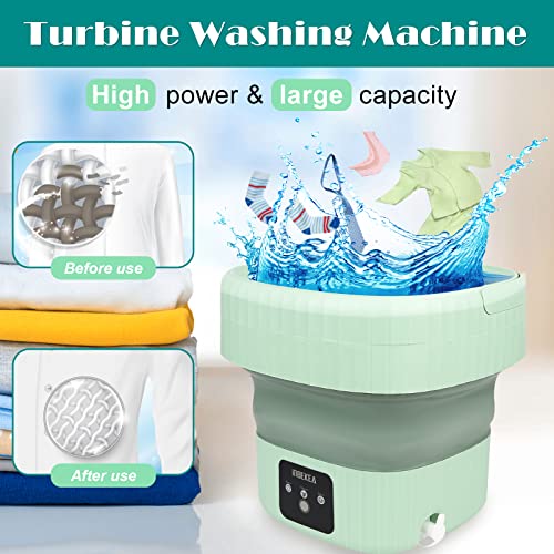 VAIPI Portable Washing Machine Mini Washer and Dryer Includes 4 Drying Racks Small Folding Washing Machine with Touch Screen and Drain Basket for Travel