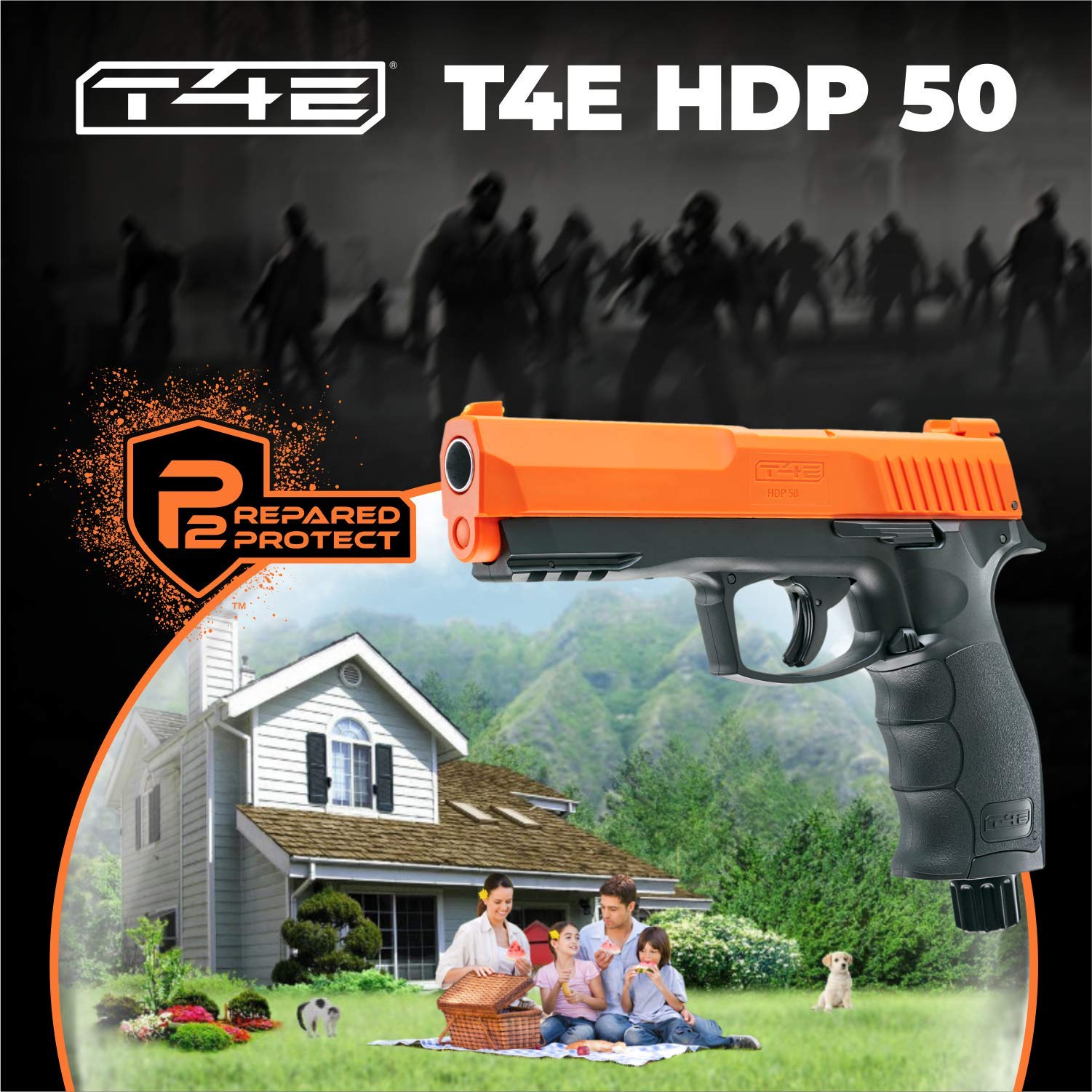 T4E by P2P HDP .50 Caliber Pepper Ball Air Pistol with Included 5X 12g CO2 Tanks and Free 10x Pepper Balls and 10x Rubber Balls Bundle