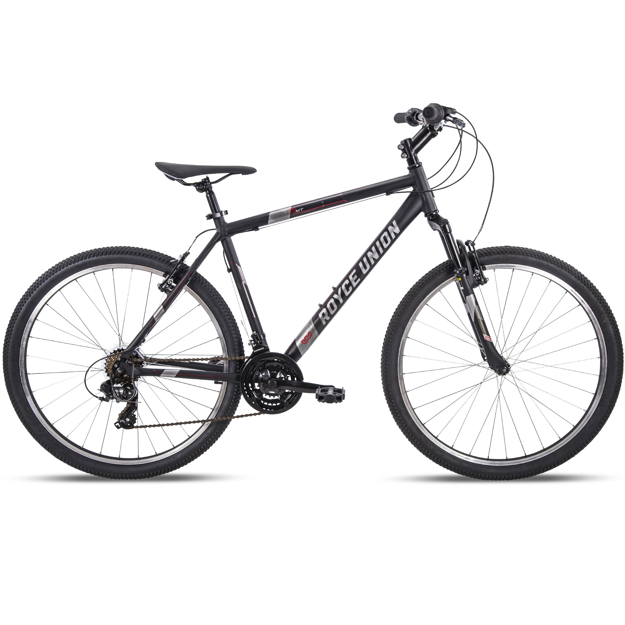 ROYCE UNION RMT 27.5" Mens 21-Speed All-Terrain Mountain Bike, 22" Aluminum Frame, Twist Shift, Matte Black