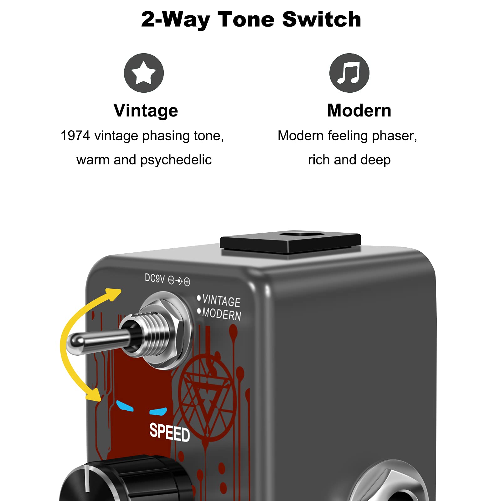 Vivlex LEF-313 Phase Guitar Effects Pedal Vintage and Modern Mode Mini Analog Phaser Stompbox for Electric Guitar Bass Keyboard True Bypass Footswitch