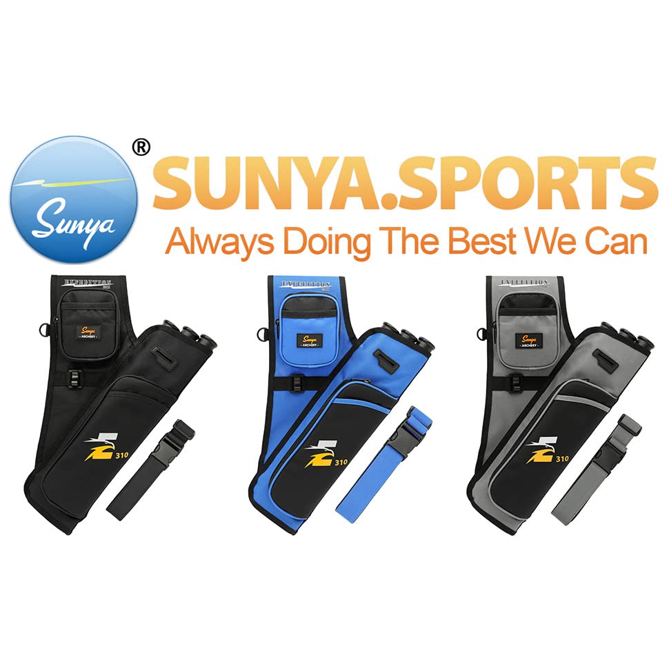 SUNYA Archery Hip Quiver for Arrows. Includes 3 Arrow Tubes, Nylon Belt, Pouch for Finger Tab and Thumb Release. Archery Quiver (Charcoal Grey)