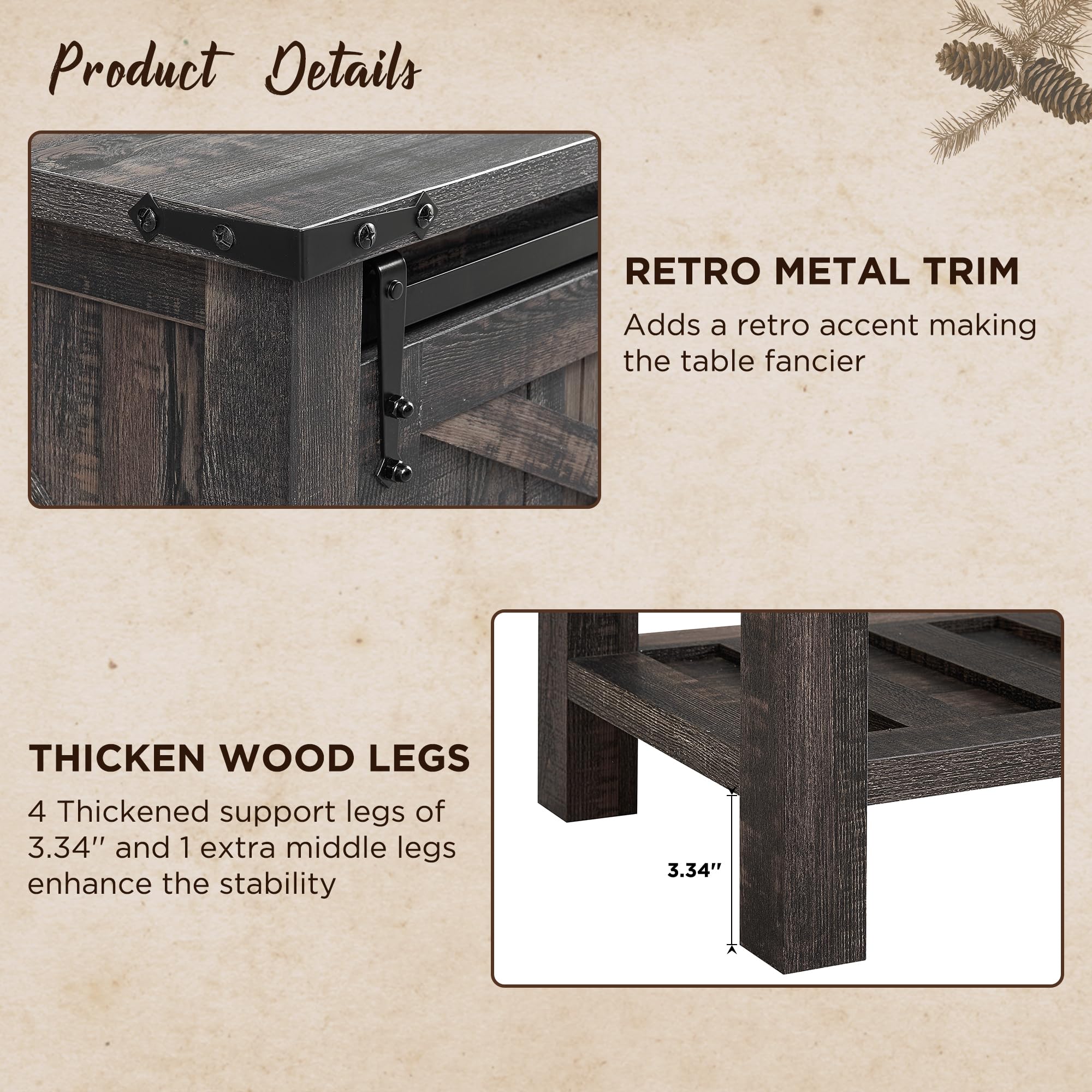 OKD Entryway Table with Sliding Barn Doors, 46" Farmhouse Console Table with Storage Shelf, Rustic Sofa Table Behind Couch, Entry Table for Hallway, Entry Way, Living Room, Foyer, Dark Rustic Oak