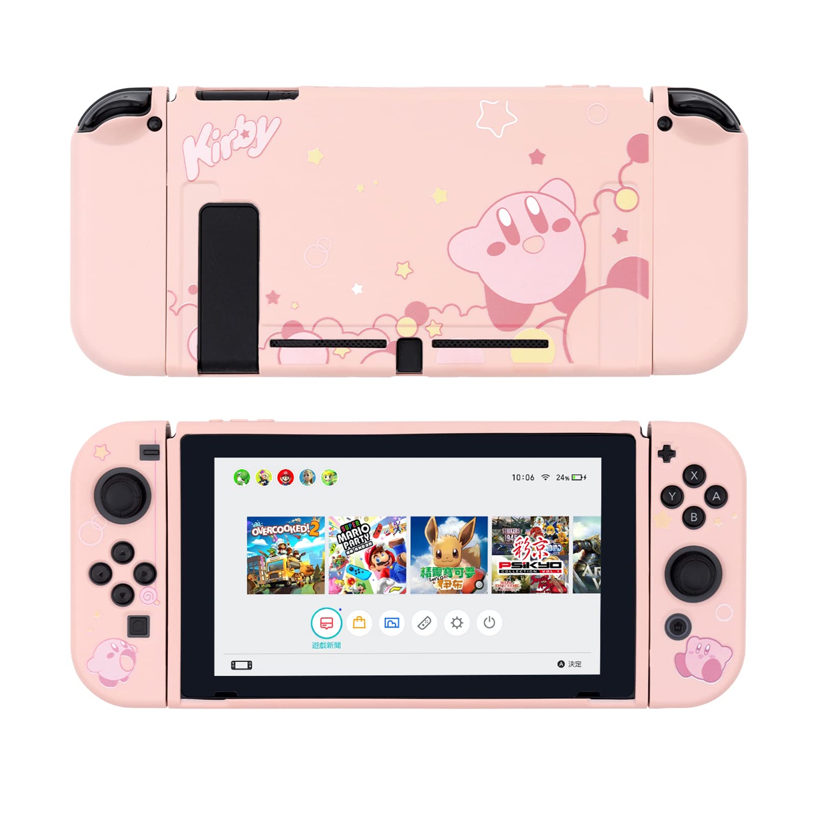YOCORE Big head Kirby Switch Protective Case | Dockable Protective Case Compatible with Switch,All-in-one design,Anti-Scratch and Shock-Absorption Design Soft TPU Cover
