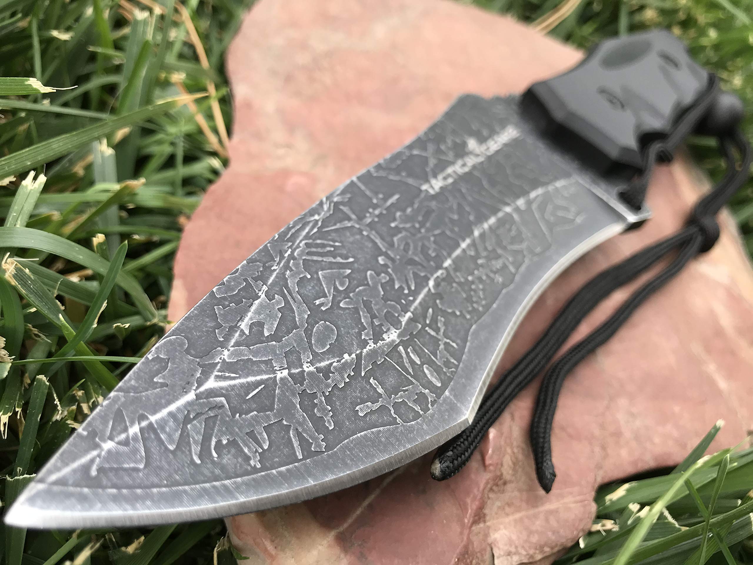 TACTICAL GEARZ TG Targ ST, 9.5" Straight Hunting Knife w/Sheath! Solid 440c Stainless Steel Acid Etched Scimitar Blade! Full Tang w/Black G10 Slab Handle!
