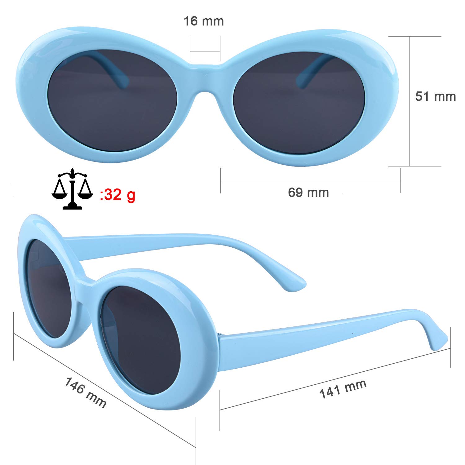 SIQUK 22 Pairs Retro Clout Oval Goggles 22 Colors Retro Kurt Mod Sunglasses