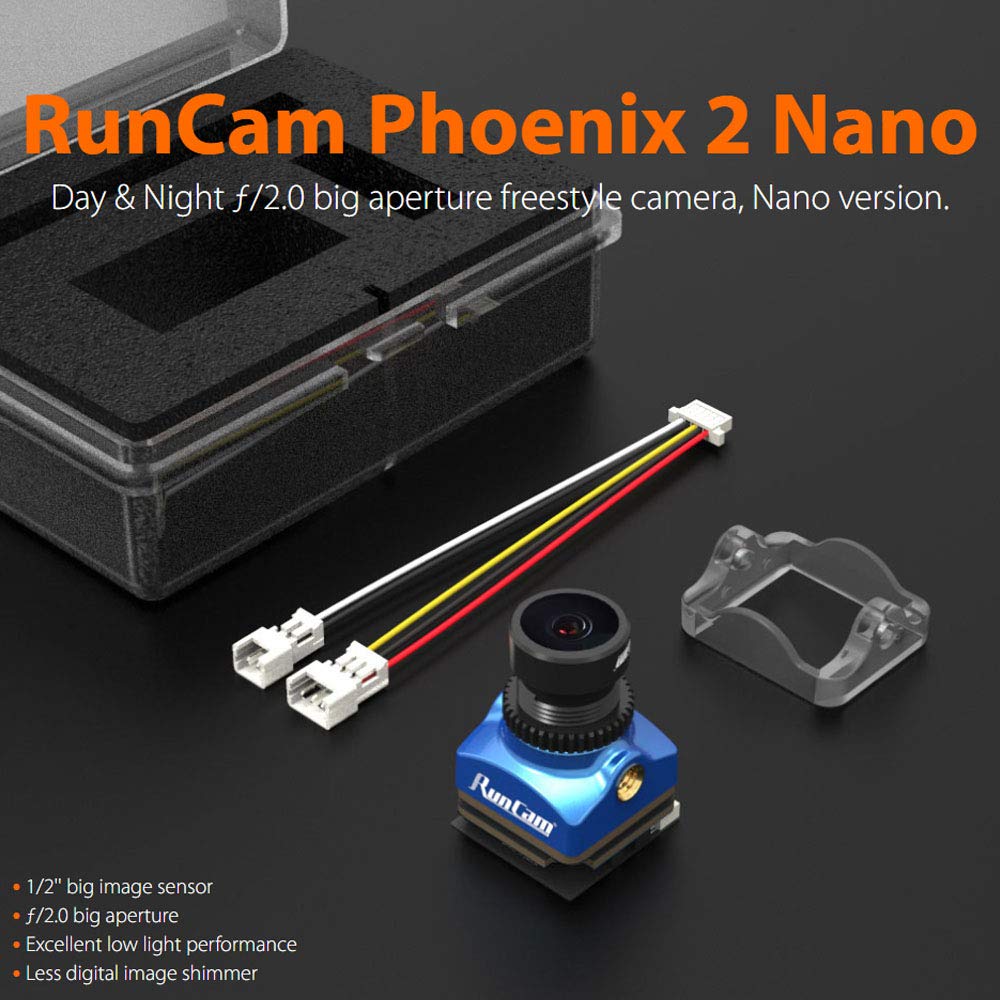 RunCam Phoenix 2 Nano FPV Camera 1000TVL FOV 155 Degree 1/2inch Super Global WDR Image Sensor Mini Cam with 2.1mm Lens 4:3 16:9 Switchable for RC FPV Racing Drone Quadcopter