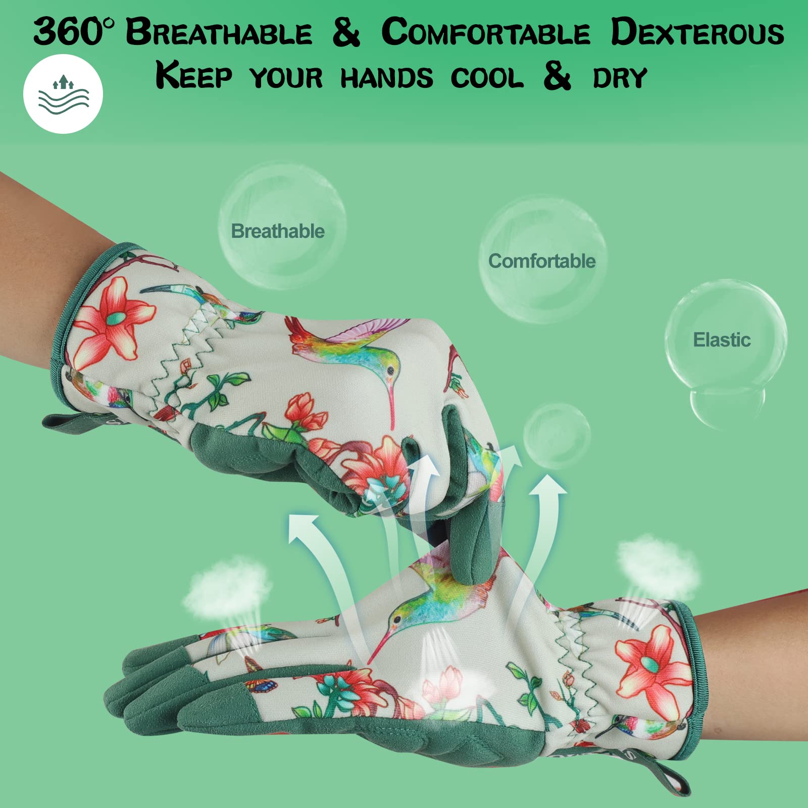 SLARMOR Leather-Gardening-Gloves for Women - Thorn-Proof Work-Gloves with Touch Screen for Weeding, Digging, Planting,Pruning Yard garden Gloves -Medium