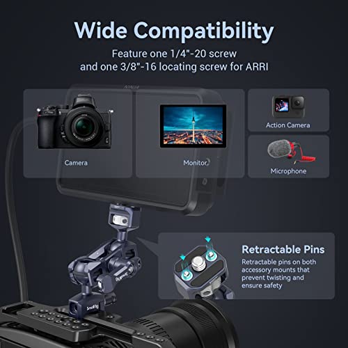 SmallRig Articulating Magic Arm with NATO Clamp and 1/4"-20 Screw (with Retractable Pins), 360 Degree Rotation, Max Load of 12 Ib Magic Arm for Field Monitor, Camera and Lights 3875