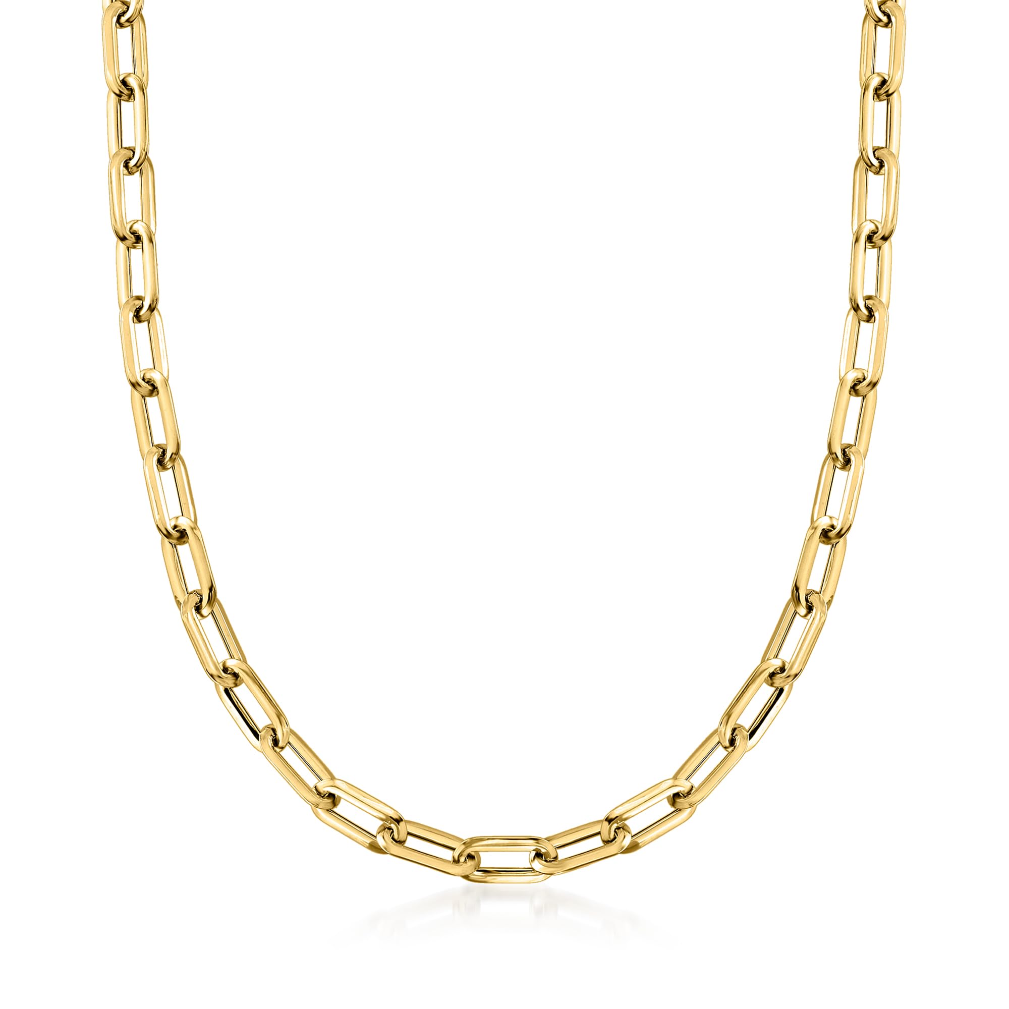 Ross-Simons Italian 14kt Yellow Gold Paper Clip Link Toggle Necklace. 16 inches
