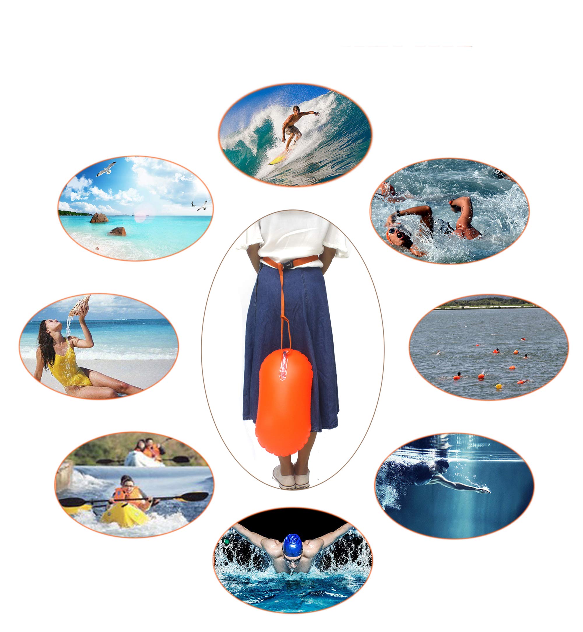 Swim Buoy for Open Water Swimmers Triathletes Kayakers Snorkelers, Swim Float for Open Water Swim Buoy Float for Swim Safety Swim Training
