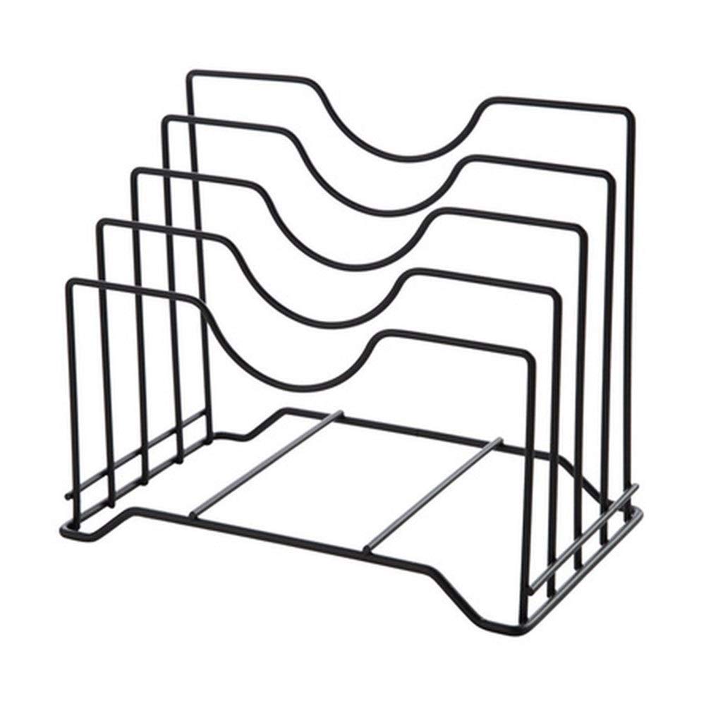 Pot Lid Holder Stainless Steel Pan Pot Cover Lid Rack Stand Spoon Holder Stove Organizer Storage Soup Spoon Rests Kitchen (Color : Black)