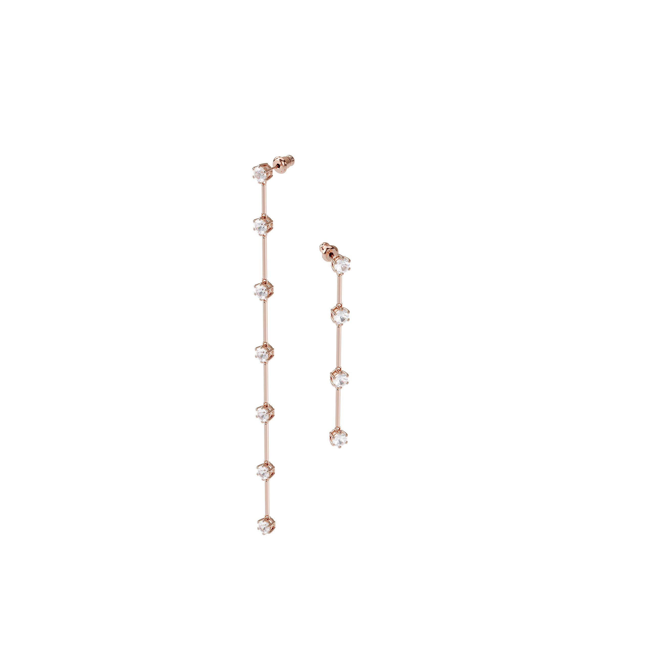 Swarovski Constella Asymmetrical Pierced Drop Earrings, Clear Crystals on a Rose-Gold Tone Finish Setting, Part of the Swarovski Constella Collection