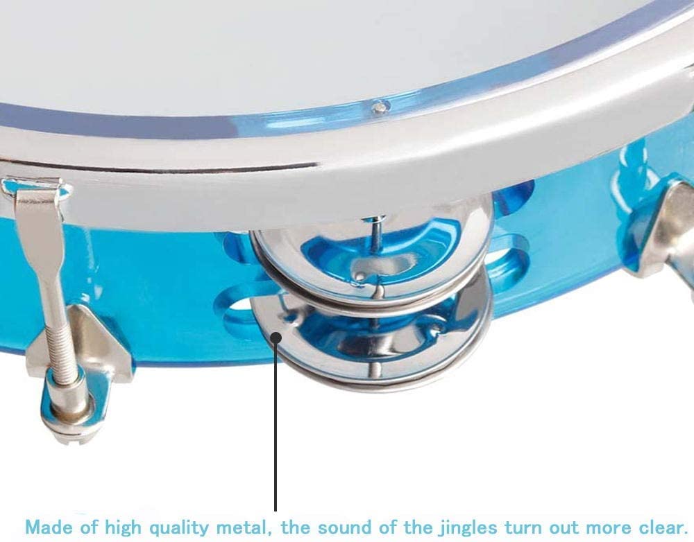 Vilihkc Tambourine Adjustable Tone Hand Drum Double Row Metal Jingles Hand Bell Performance Level Handheld Percussion
