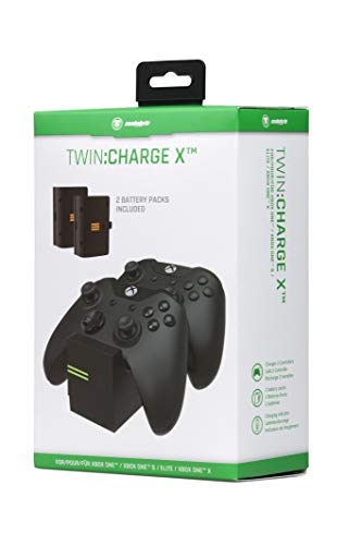 Snakebyte Xbox One Twin:Charge X - Charging Station for Xbox One and Xbox One Elite Controller - Includes 2 Rechargeable Batteries - LED Charging Indicator - Overcharge Protection – USB-C