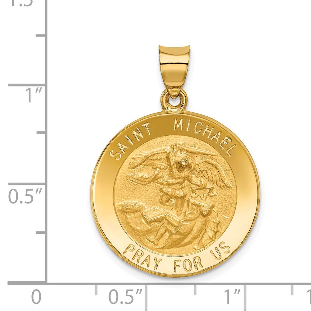 Sonia Jewels 14k Yellow Gold Catholic Patron Saint Michael Medal Pendant Charm - 32mm x 22mm