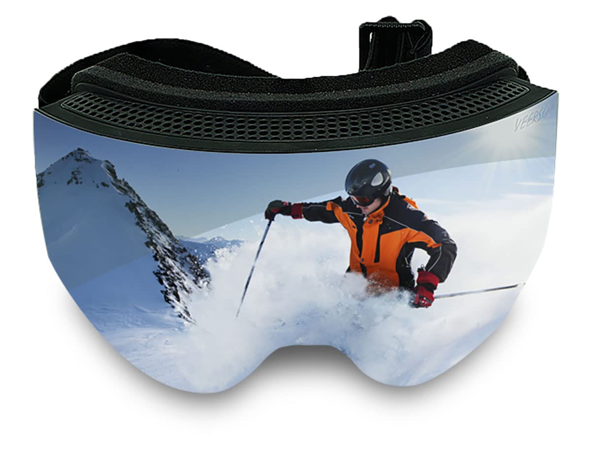 VEERSGAN Ski Goggles OTG - Over Glasses Ski/Snowboard Goggles for Men, Women & Youth - 100% UV Protection (MATTE BLACK, Silver Grey)