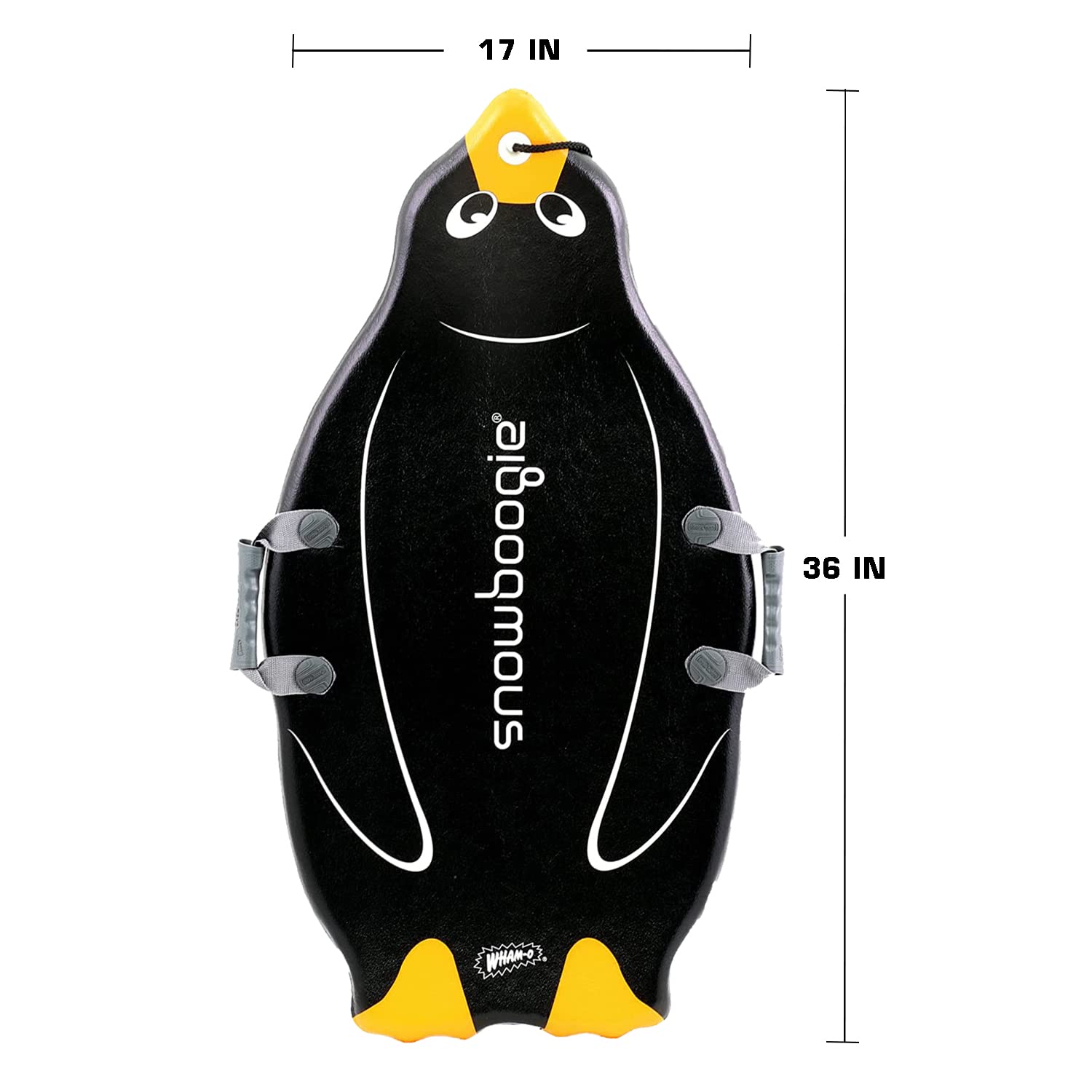 Snowboogie Wham-O Animal Sled 36" | Single Rider Snow Foam Sleds | PE Foam Sled with Soft Handles | Slick Bottom for Speed & Control | Snow Sledding for Adults & Children (Penguin)