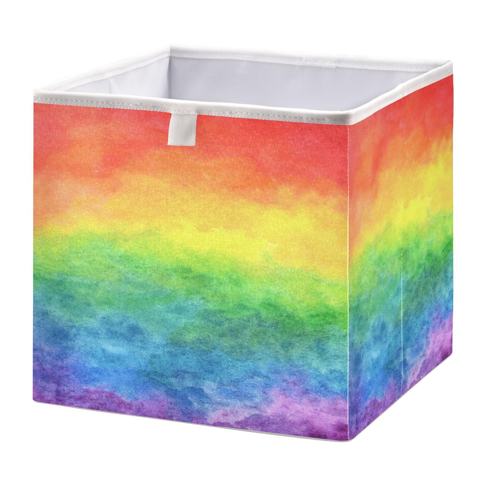 SDMKA Cube Storage Bin Rainbow Watercolor Fabric Storage Cubes Foldable Storage Baskets Collapsible Cube for Shelf Closet Home Organizers, 11 Inch