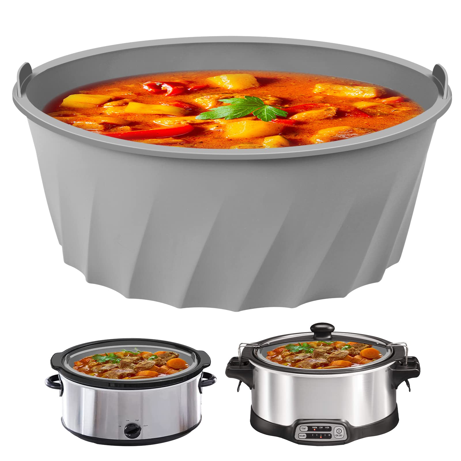 Slicone Crockpot Liner, Crock Pot Liners Reusable Slow Cooker Liners Fit Crock-Pot 6 Quart Oval Crock Pot, Crockpot Liners Leakproof Dishwasher Safe Cooking Liner Hamilton Beach Crockpot Liner