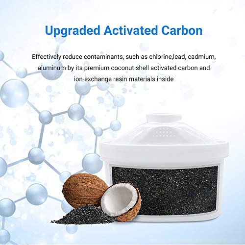 Replacement Pitcher Water Filters 2 Pack, Water Filter Replacemen, Removes Lead, Chlorine, Copper, Harmful Metals, Chemicals and More, Pitcher Filter Cartridge Compatible with Mavea Maxtra, Maxtra+