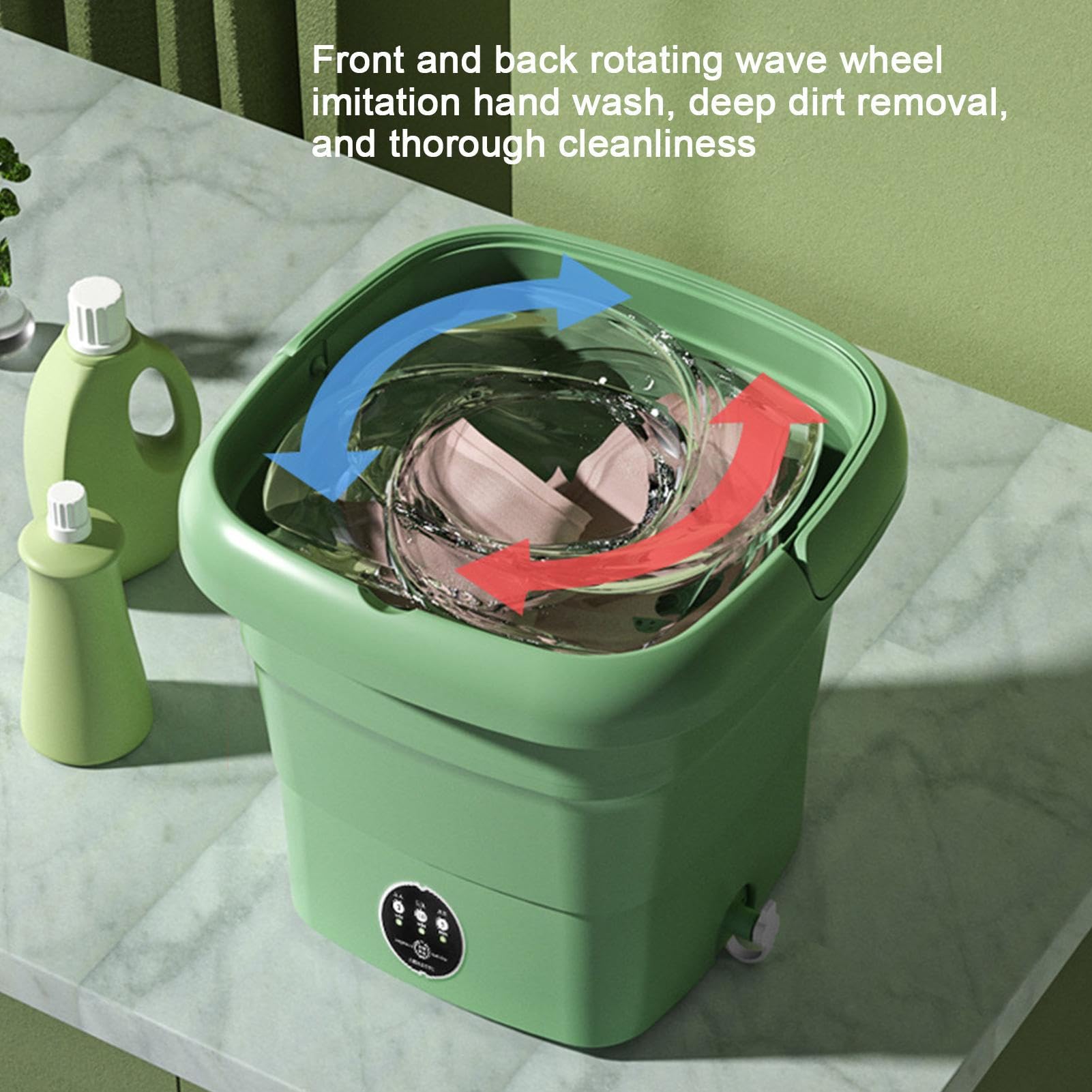 Portable Washing Machine, Foldable Timing Touch Screen Washer Machine With Adapter, Mini Space Saving Washing Machine, Low Noise Washer For Home, Apartment, Camping, Small Bucket Washer With Touch Scr